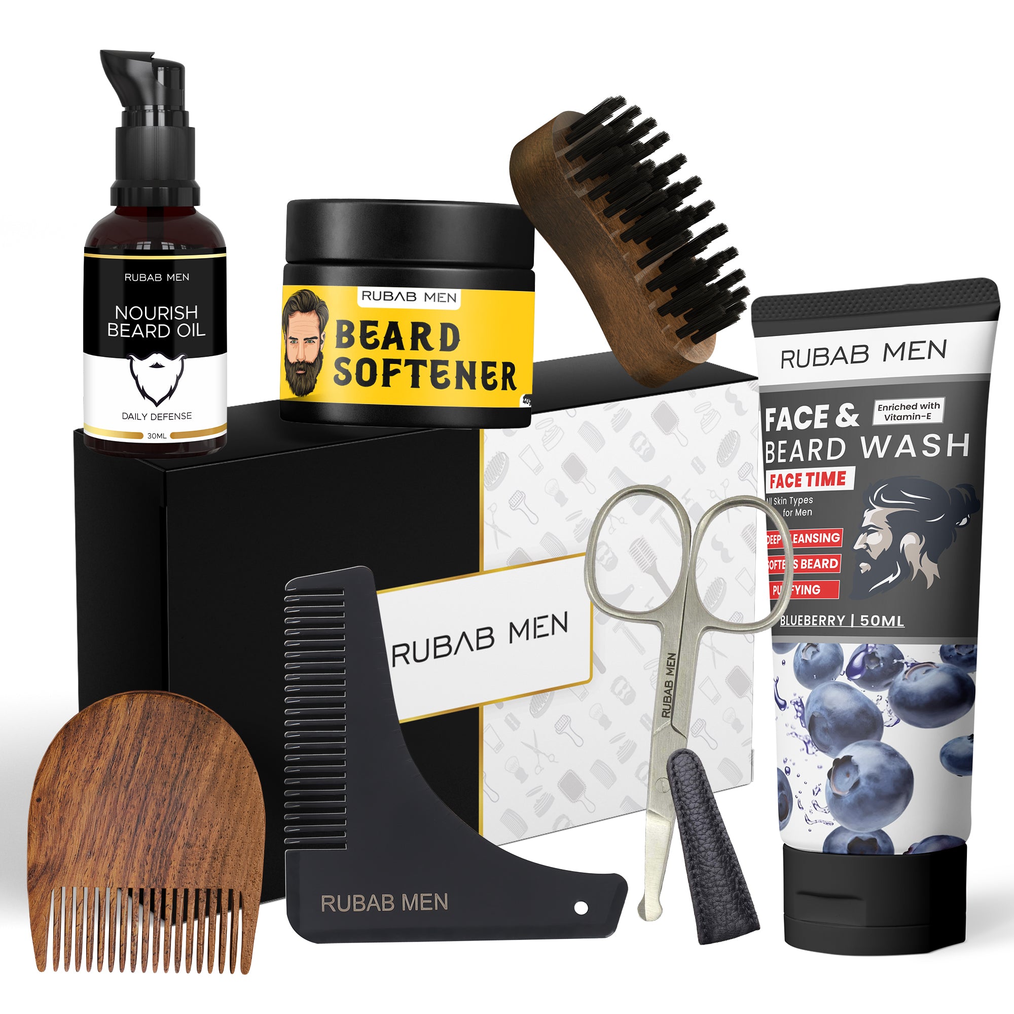 Premium 7-in-1 Complete Beard Style Gift Kit for Men| RUBAB MEN