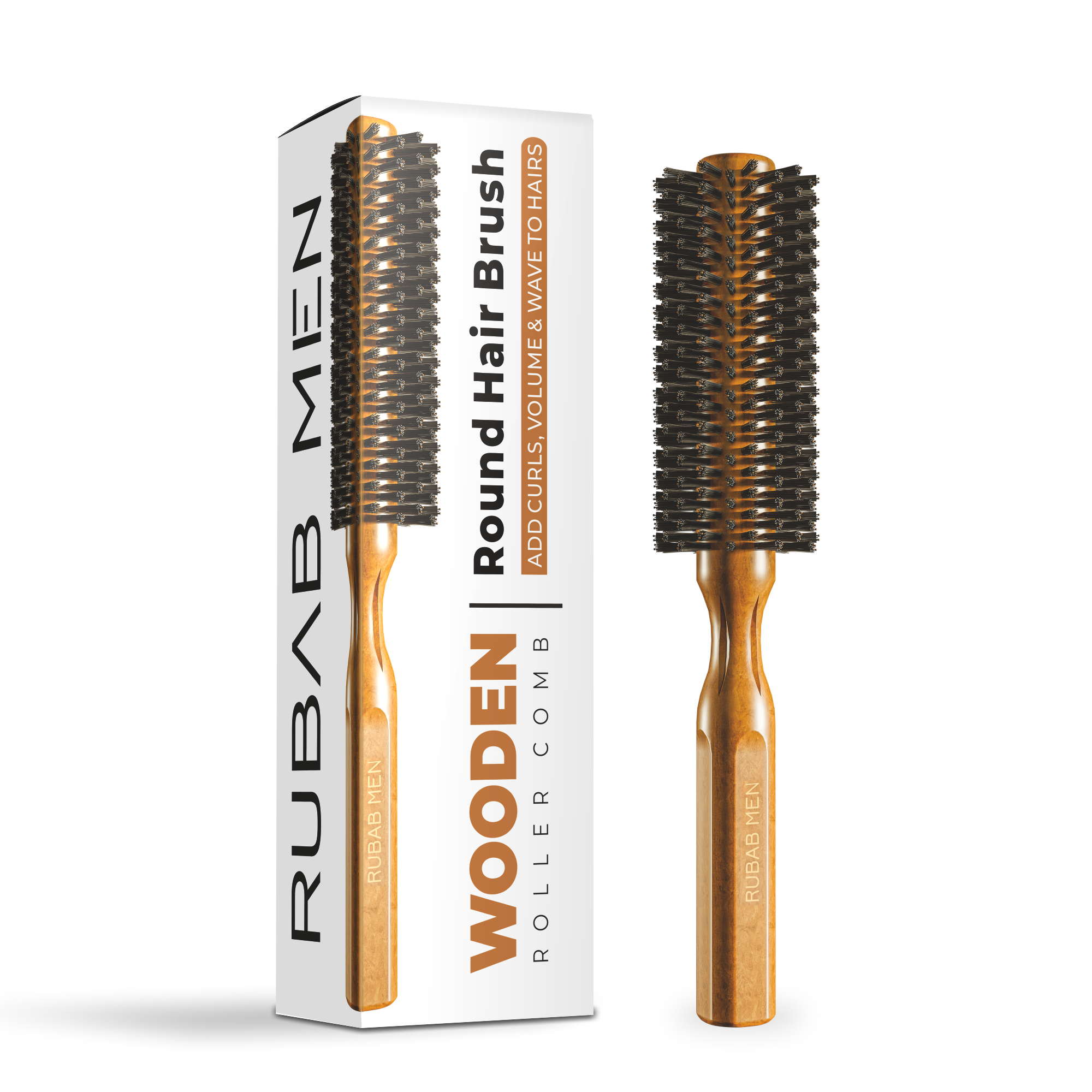 Premium Round Comb Roller Hair Brush with Natural Bristles – RUBAB MEN